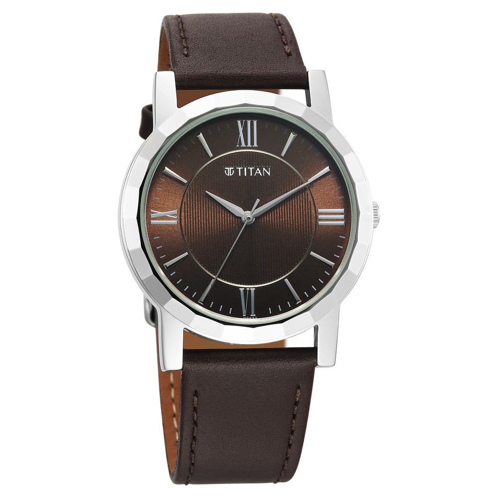 Buy Online Titan Karishma Zing Quartz Analog Brown Dial Leather Strap ...