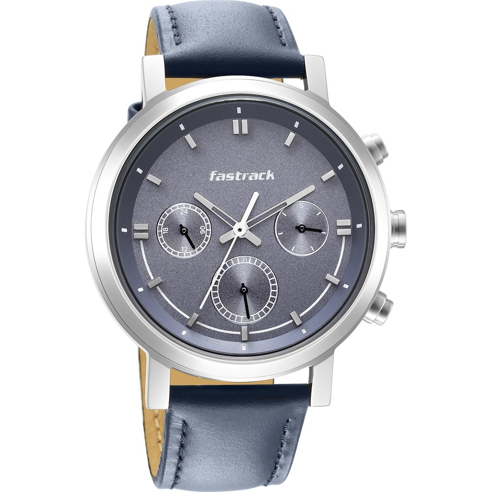 Buy Online Fastrack Tick Tock Quartz Multifunction Blue Dial Leather ...