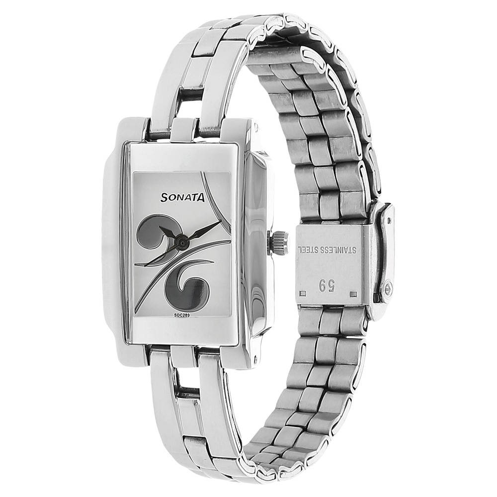 Buy Online Sonata Quartz Analog Silver Dial Metal Strap Watch for Women ...
