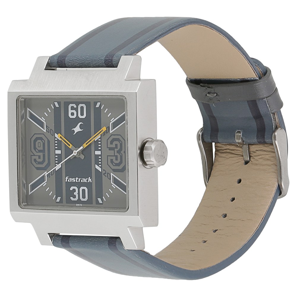 Buy Online Fastrack Varsity Quartz Analog Grey Dial Leather Strap Watch ...
