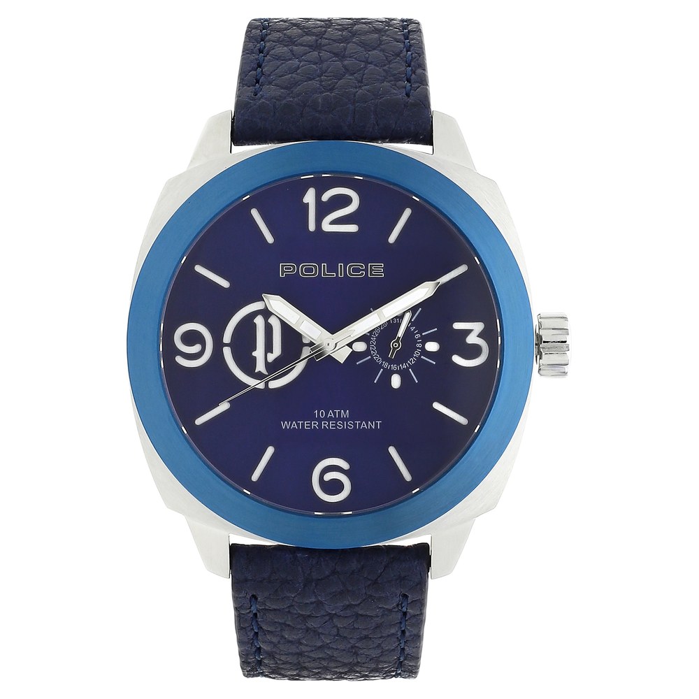 Buy Online Police Quartz Analog Blue Dial Leather Strap Watch for Men ...