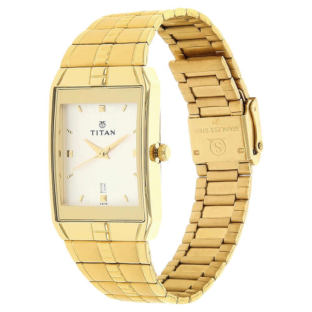 Buy Online Titan Analog with Date Silver Dial Metal Strap watch for Men ...