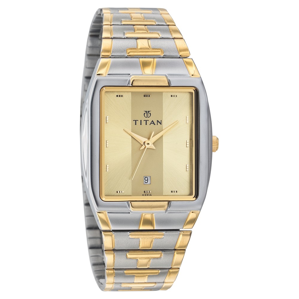 Buy Online Titan Quartz Analog with Date Champagne Dial Watch for Men ...