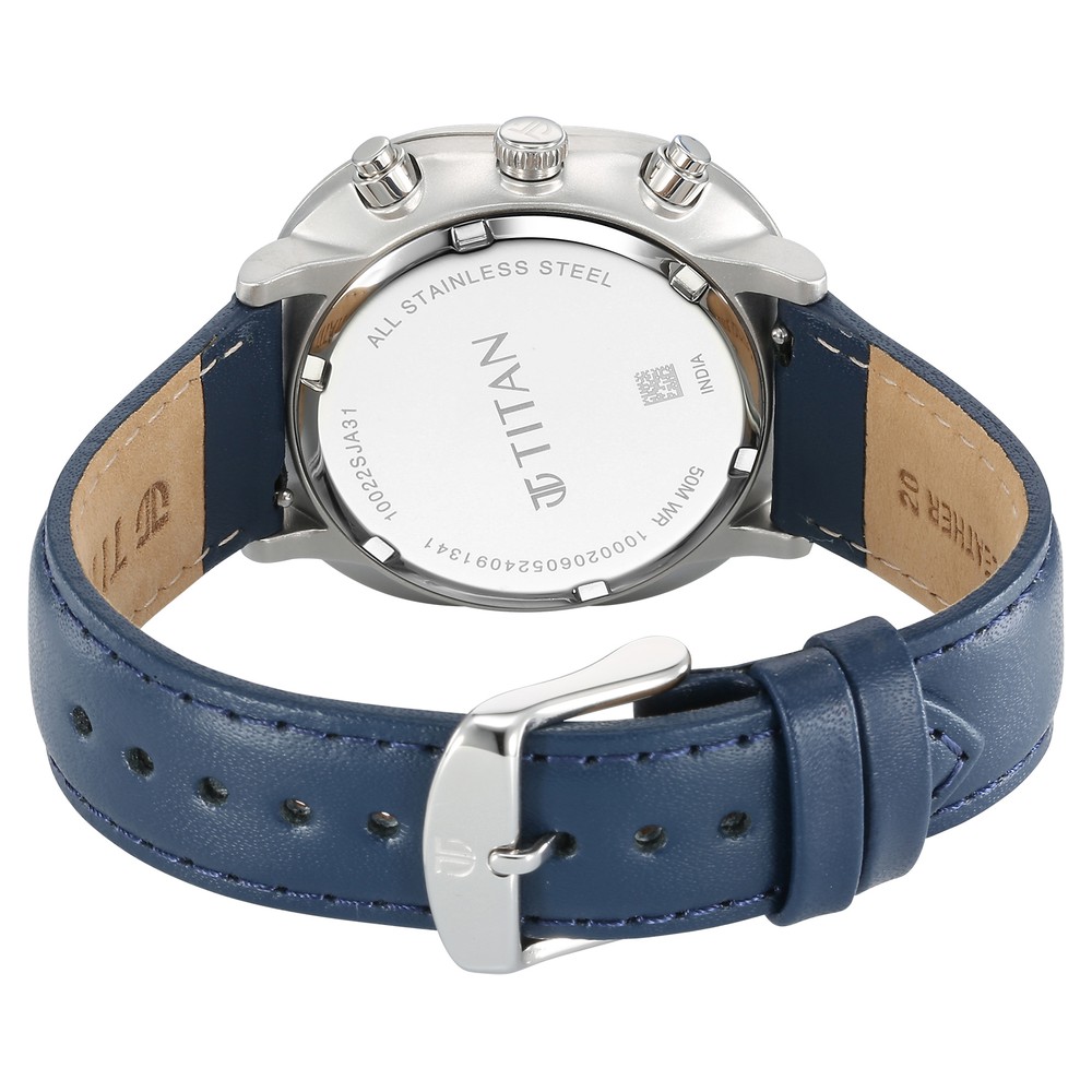 Buy Online Titan Timeless Treasures Quartz Analog Dual Time Blue Dial ...