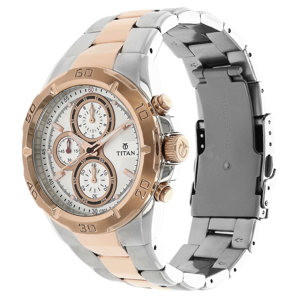 Buy Online Titan Regallia Rose Gold Chronograph Stainless Steel Strap ...