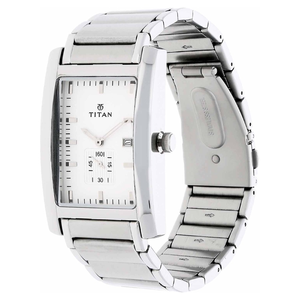 Buy Online Titan Silver Dial Analog with Date Stainless Steel Strap ...