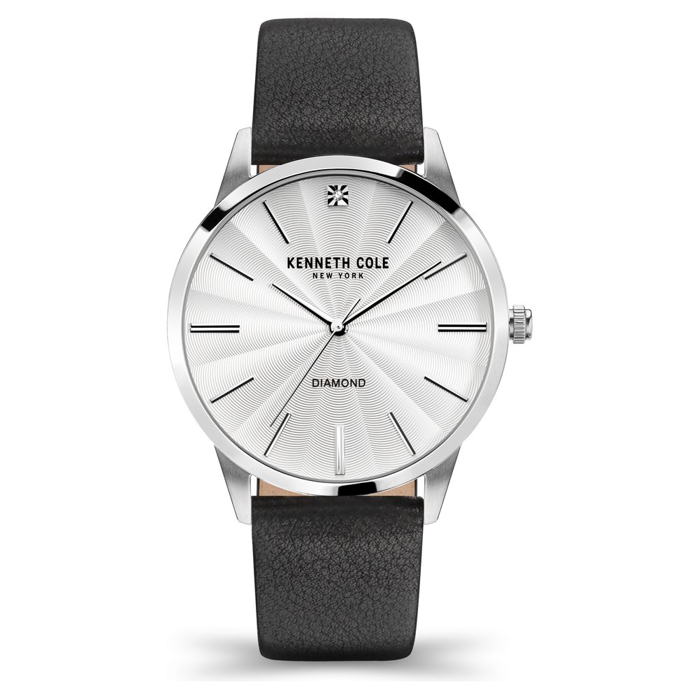 Buy Online Kenneth Cole Silver Dial Leather Strap Watch For Men ...