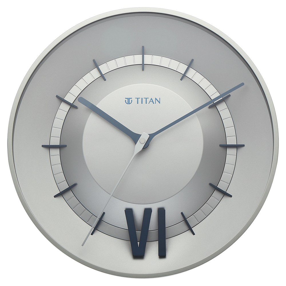Buy Online Titan Contemporary Wall Clock with Silver Dial Silent Sweep ...