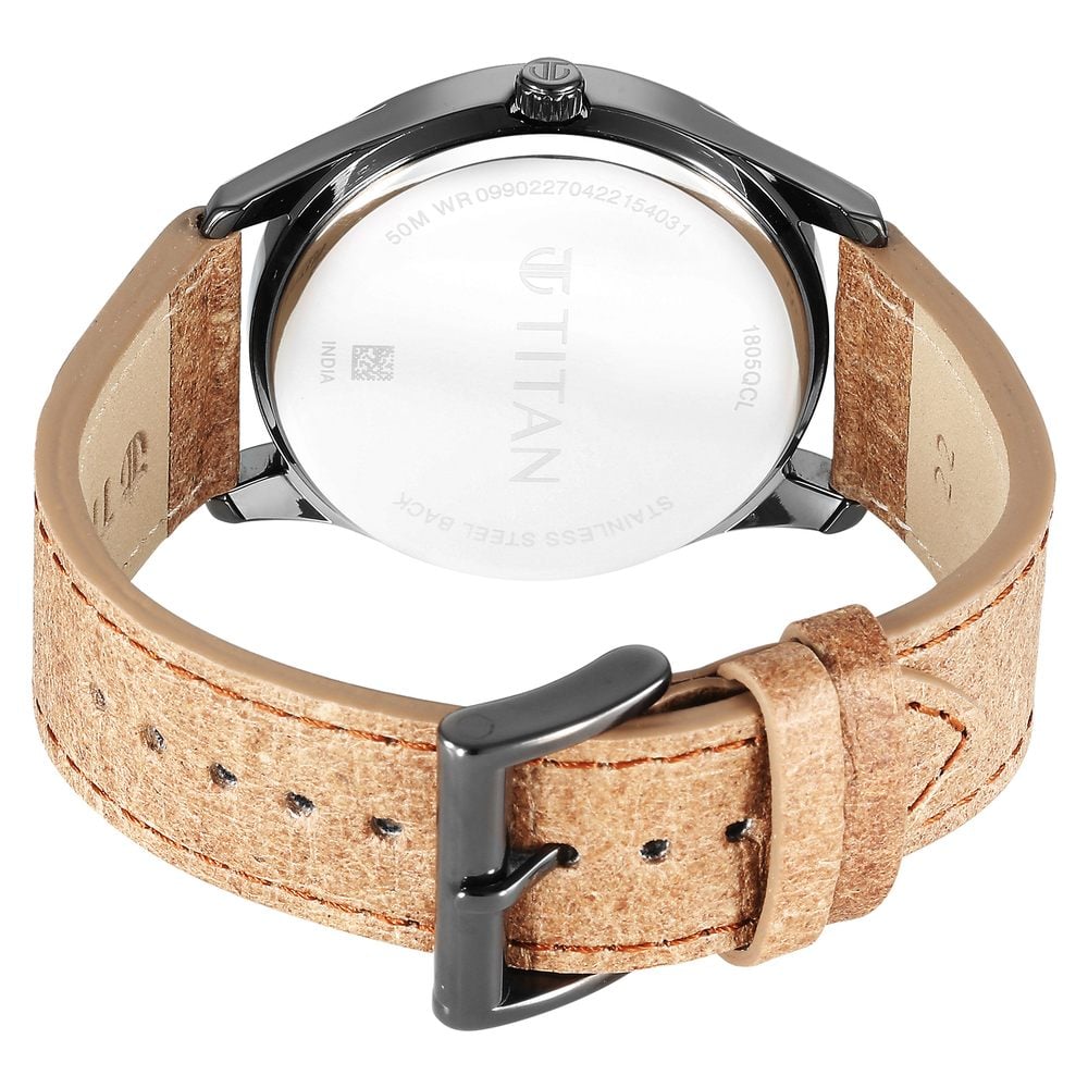 Buy Online Titan Solar Black Dial Quartz Multifunction Leather Strap ...