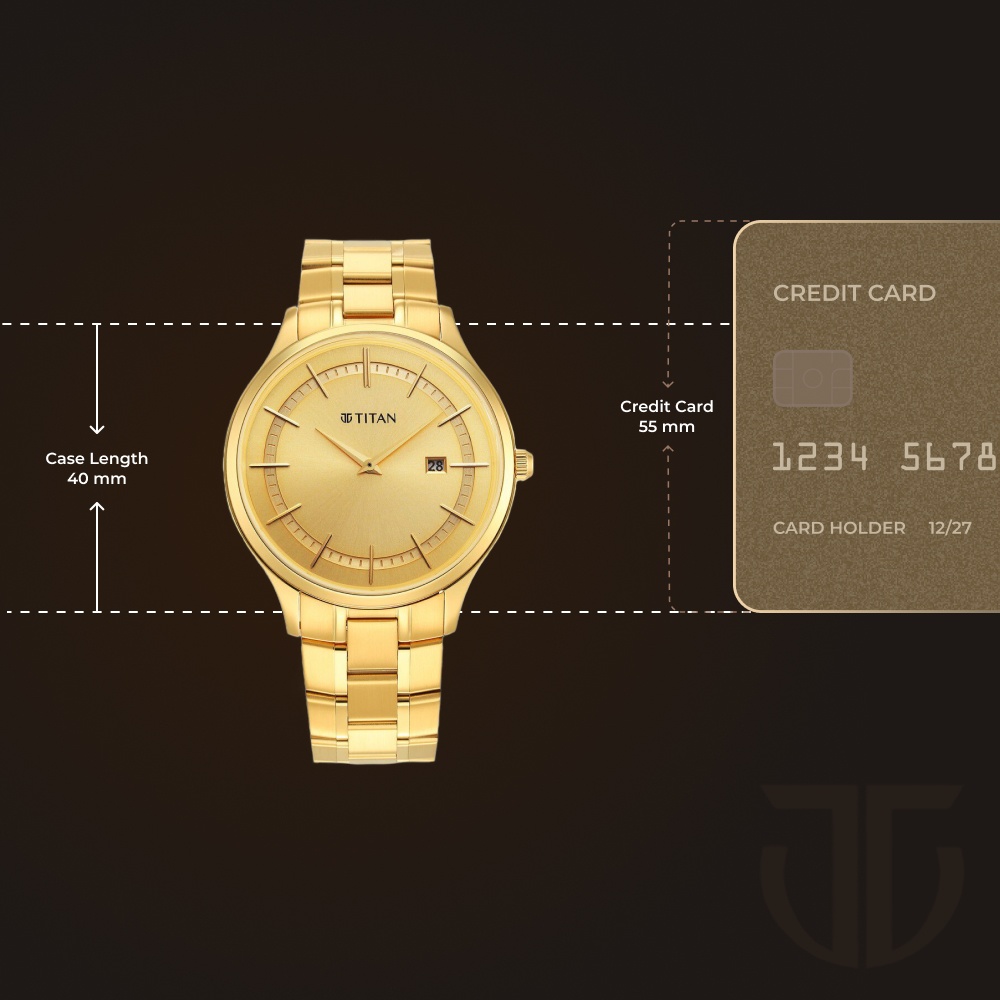 Buy Online Titan Classique Slimline Champagne Dial Analog with Day and ...