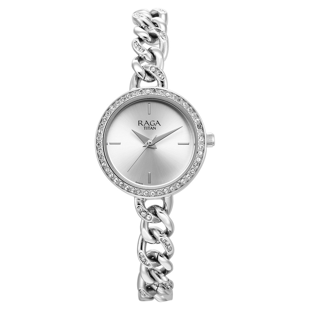 Buy Online Titan Raga Showstopper Quartz Analog Silver Dial Metal Strap ...