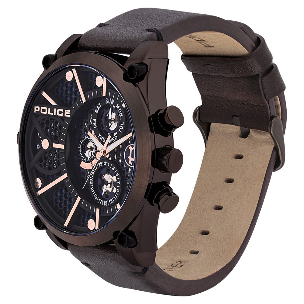 Buy Online Police Quartz Multifunction Brown Dial Leather Strap Watch ...