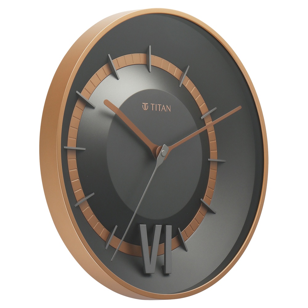 Buy Online Titan Contemporary Wall Clock with Grey Dial Silent Sweep ...