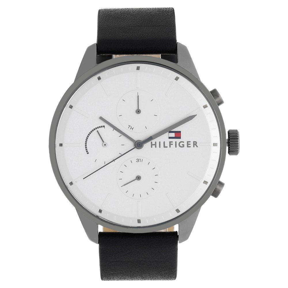 Buy Online Tommy Hilfiger Quartz Multifunction Silver Dial Leather ...