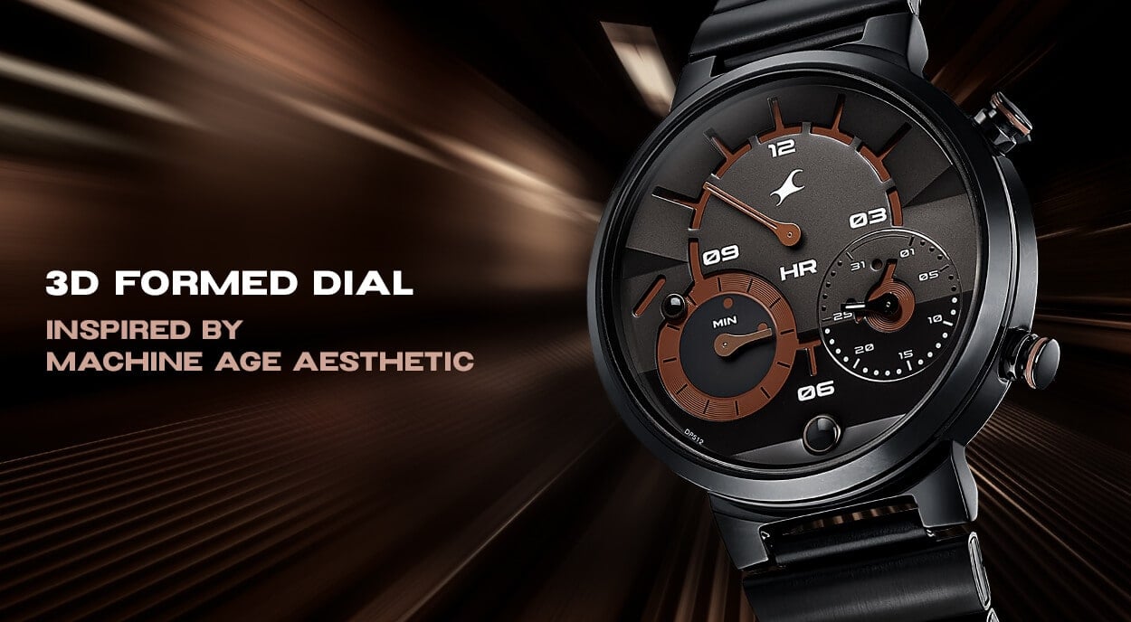 Buy Online Fastrack Gambit Micromotor Black Dial Blue Metal Strap ...