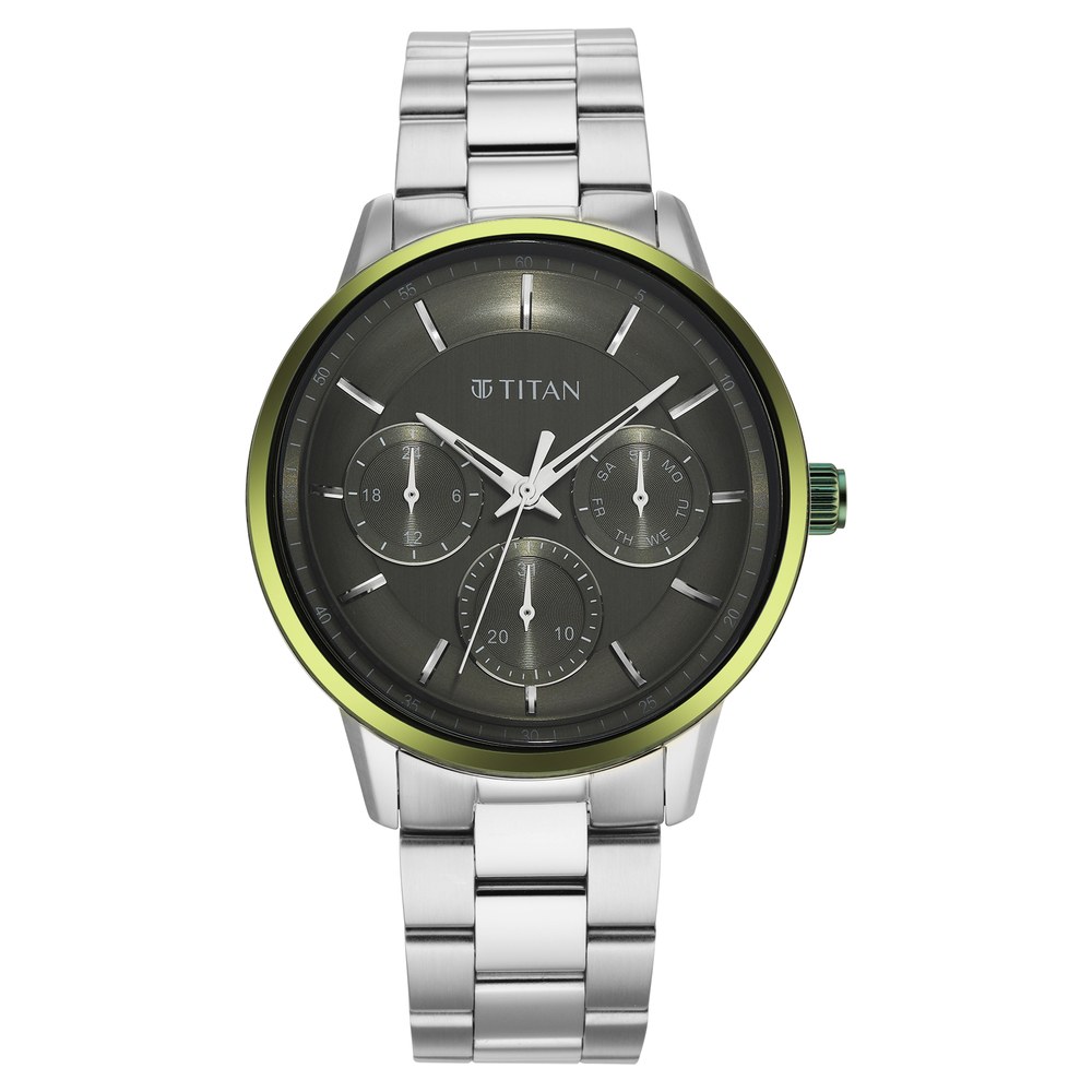 Buy Online Titan Urban Magic Green Dial Quartz Multifunction Stainless ...