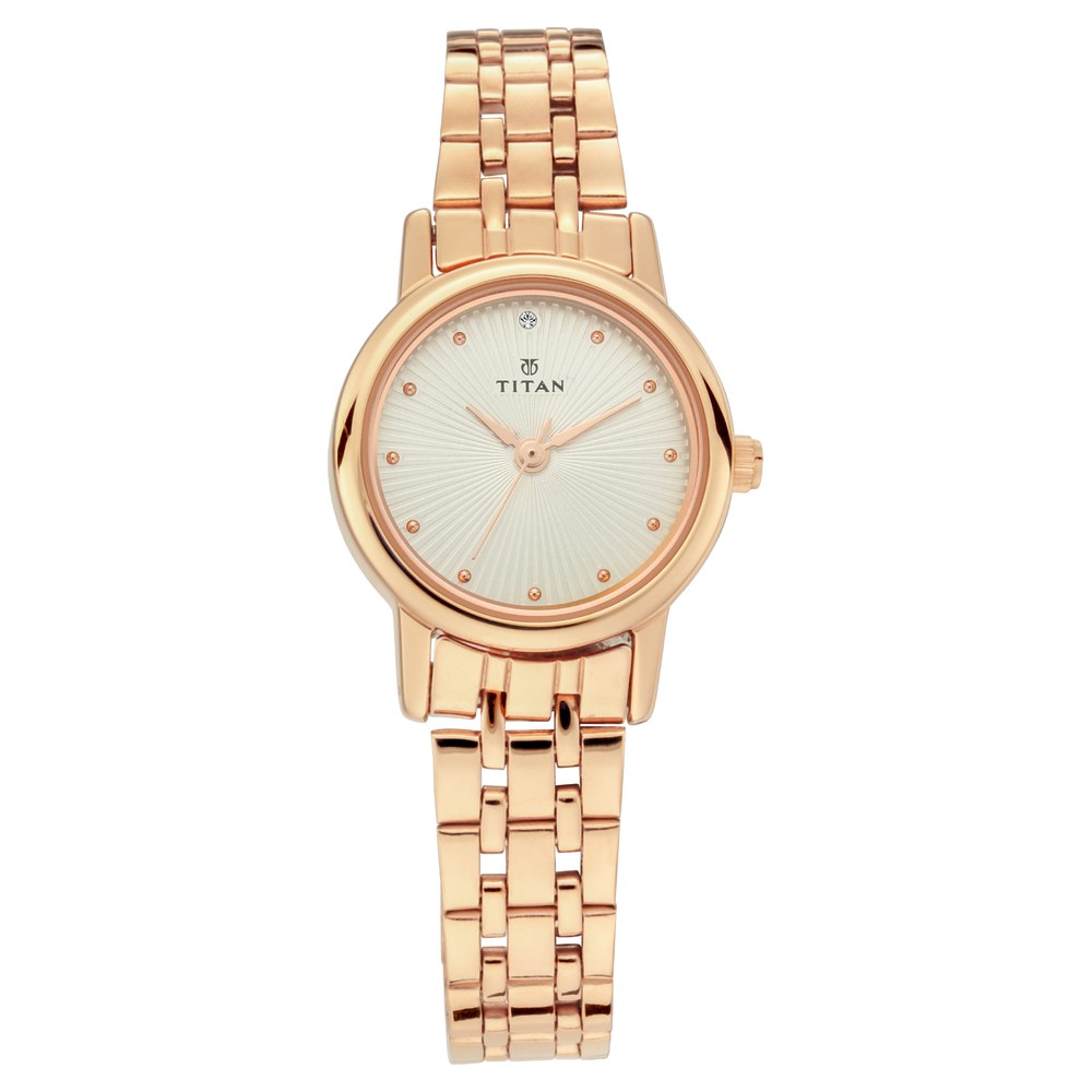 Buy Online Titan Quartz Analog Silver Dial Rose Gold Stainless Steel ...