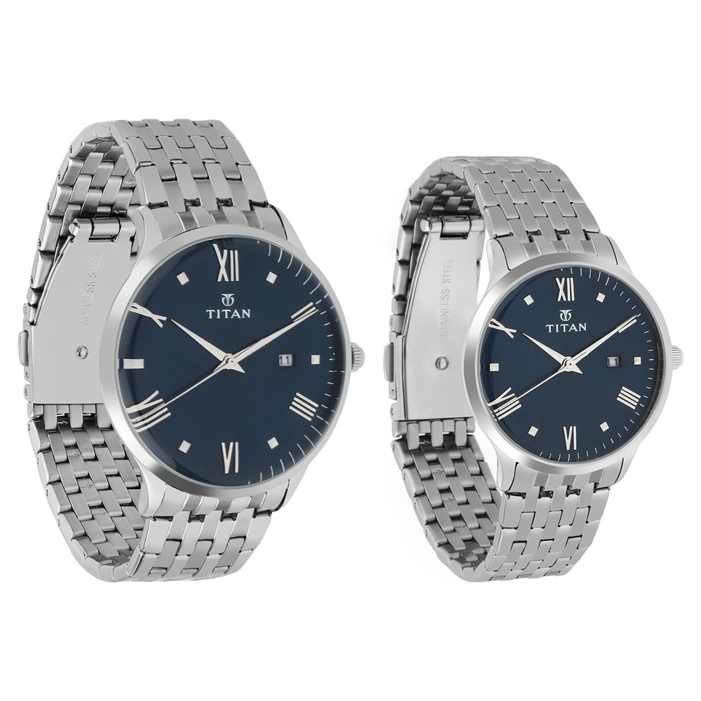 Buy Online Titan Bandhan Blue Dial Analog with Date Stainless Steel ...