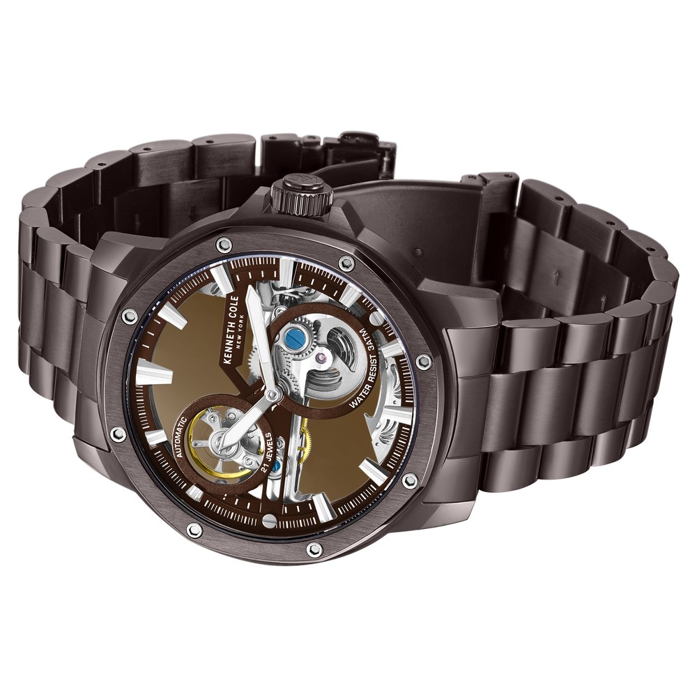 Buy Online Kenneth Cole Automatic Brown Dial Stainless Steel Strap ...