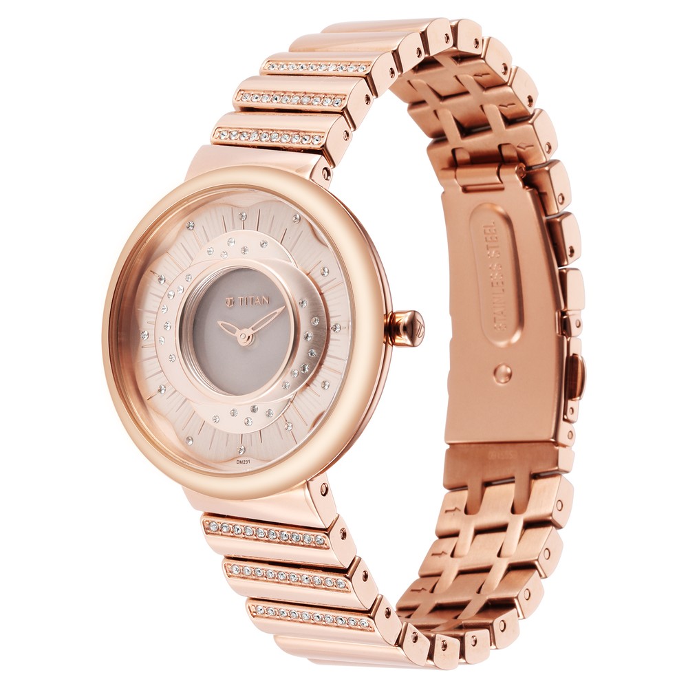 Buy Online Titan Purple Unending Beauty Rose Gold Dial Analog Stainless ...