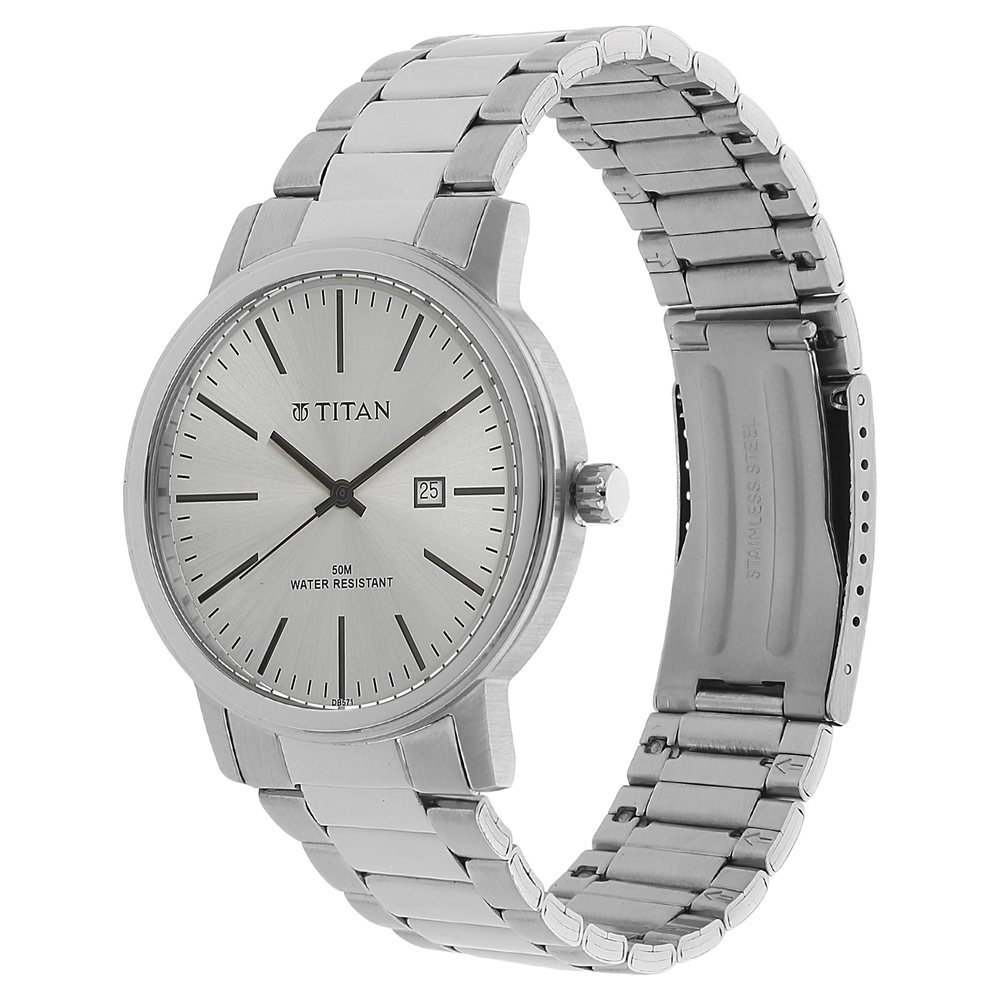Buy Online Titan Quartz Analog with Date Black Dial Metal Strap Watch ...