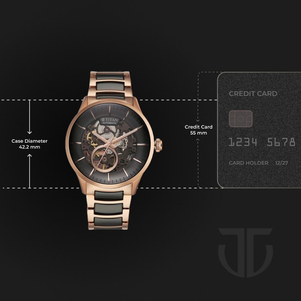 Buy Online Titan Ceramic Fusion Automatic Black Dial Rose Gold Dual ...