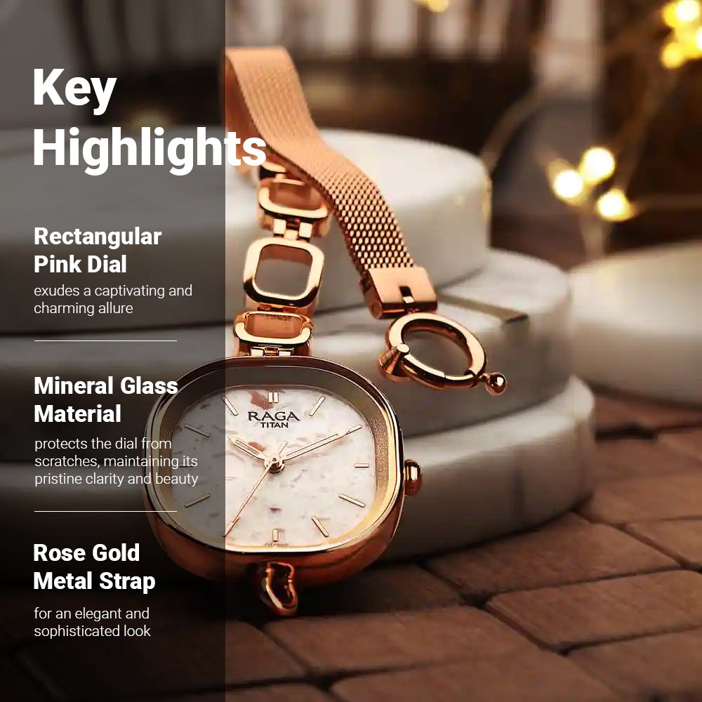 Buy Online Titan Raga Delight Pink Dial Analog Metal Strap watch for ...