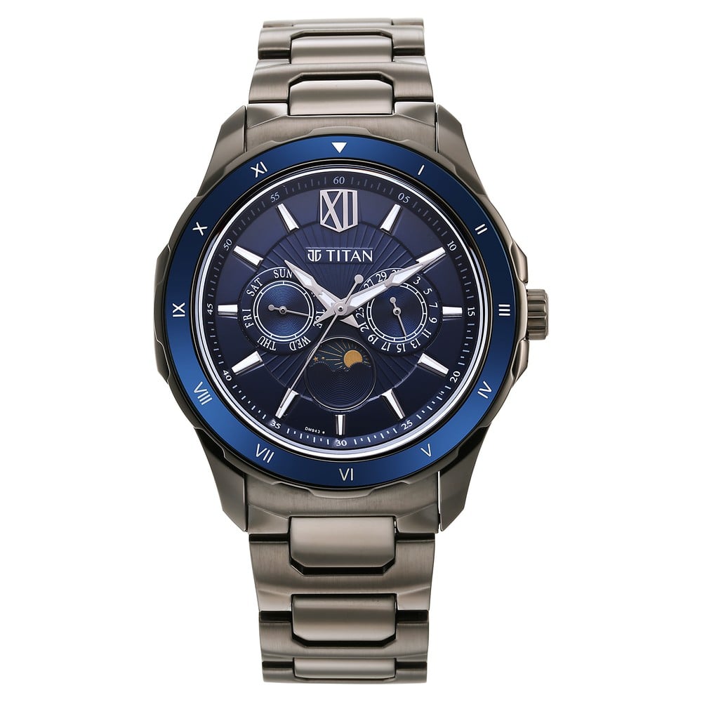 Buy Online Titan Regalia Premium Blue Dial Stainless Steel Strap Watch ...