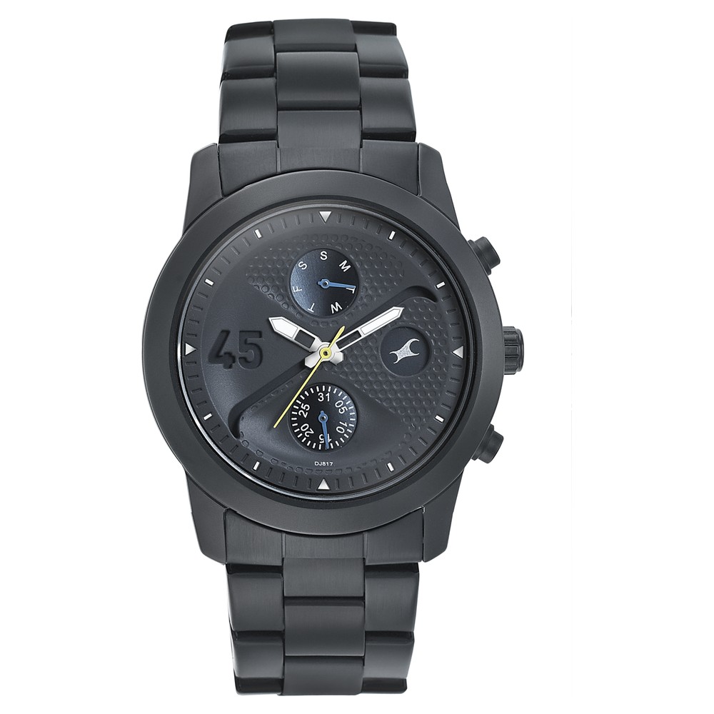 Buy Online Fastrack Go Skate Quartz Multifunction Black Dial Stainless ...