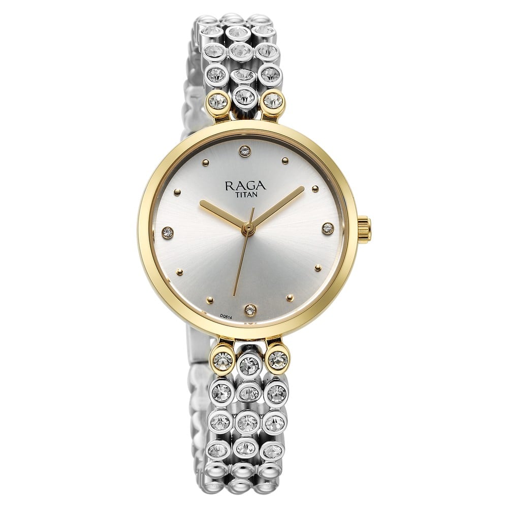 Buy Online Titan Raga Showstopper Quartz Analog Silver Dial Metal Strap ...