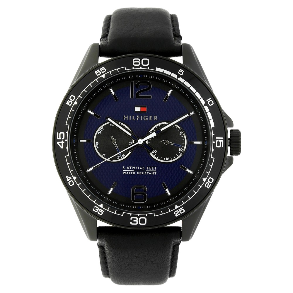 Buy Online Tommy Hilfiger Quartz Multifunction Blue Dial Leather Strap ...