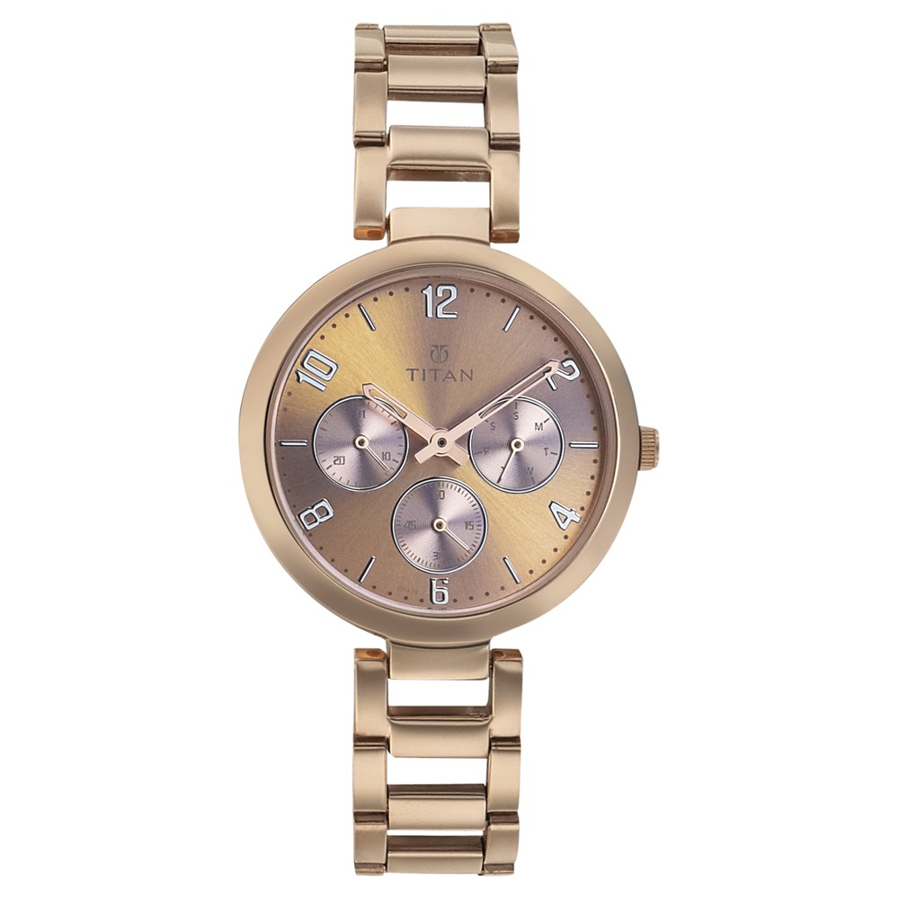 Buy Online Titan Purple Rose Gold Dial Analog with Day and Date ...