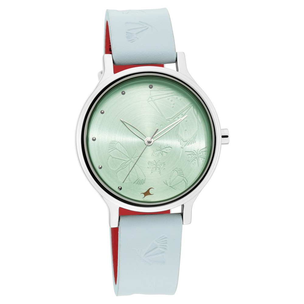 Buy Online Fastrack I Love Me Quartz Analog Blue Dial Leather Strap ...