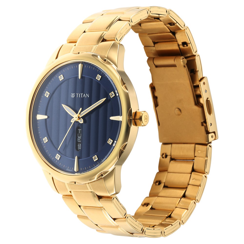 Buy Online Titan Regalia Opulent Blue Dial Analog with Day and Date ...