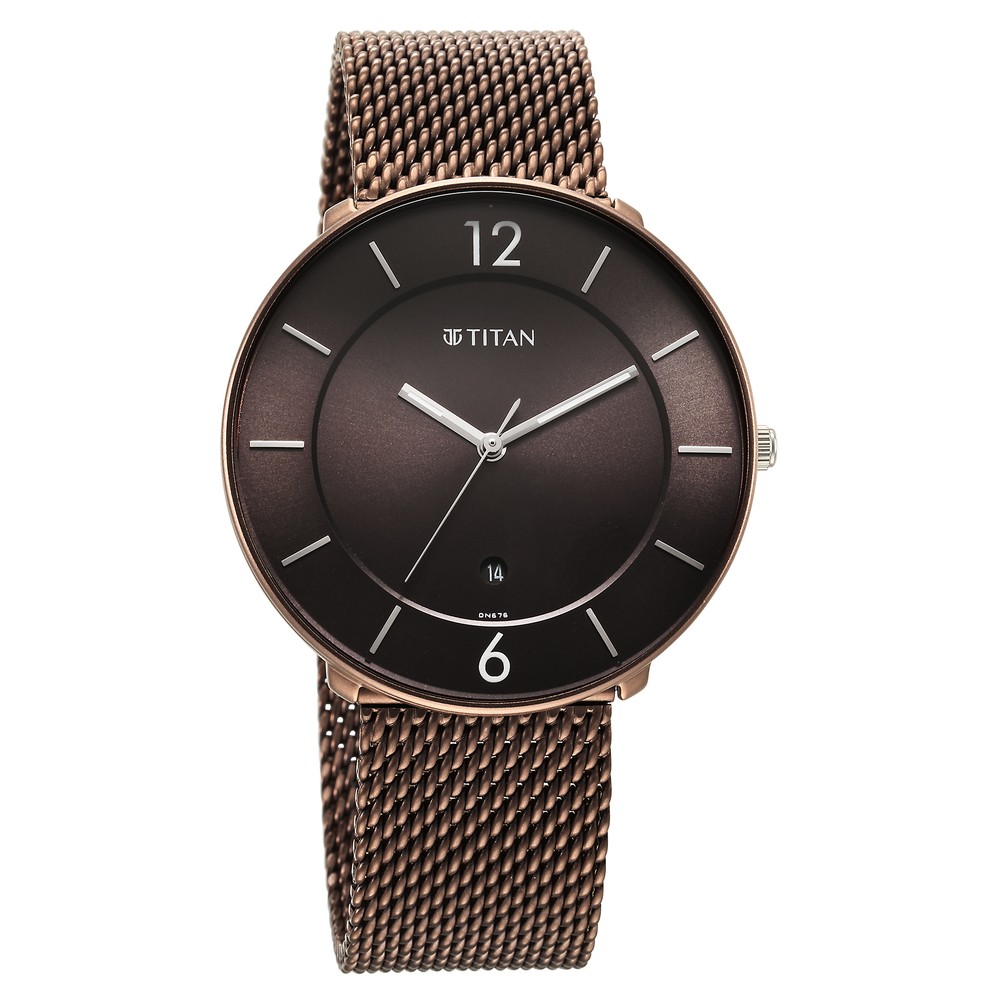 Buy Online Titan Neo Splash Quartz Analog with Date Brown Dial ...