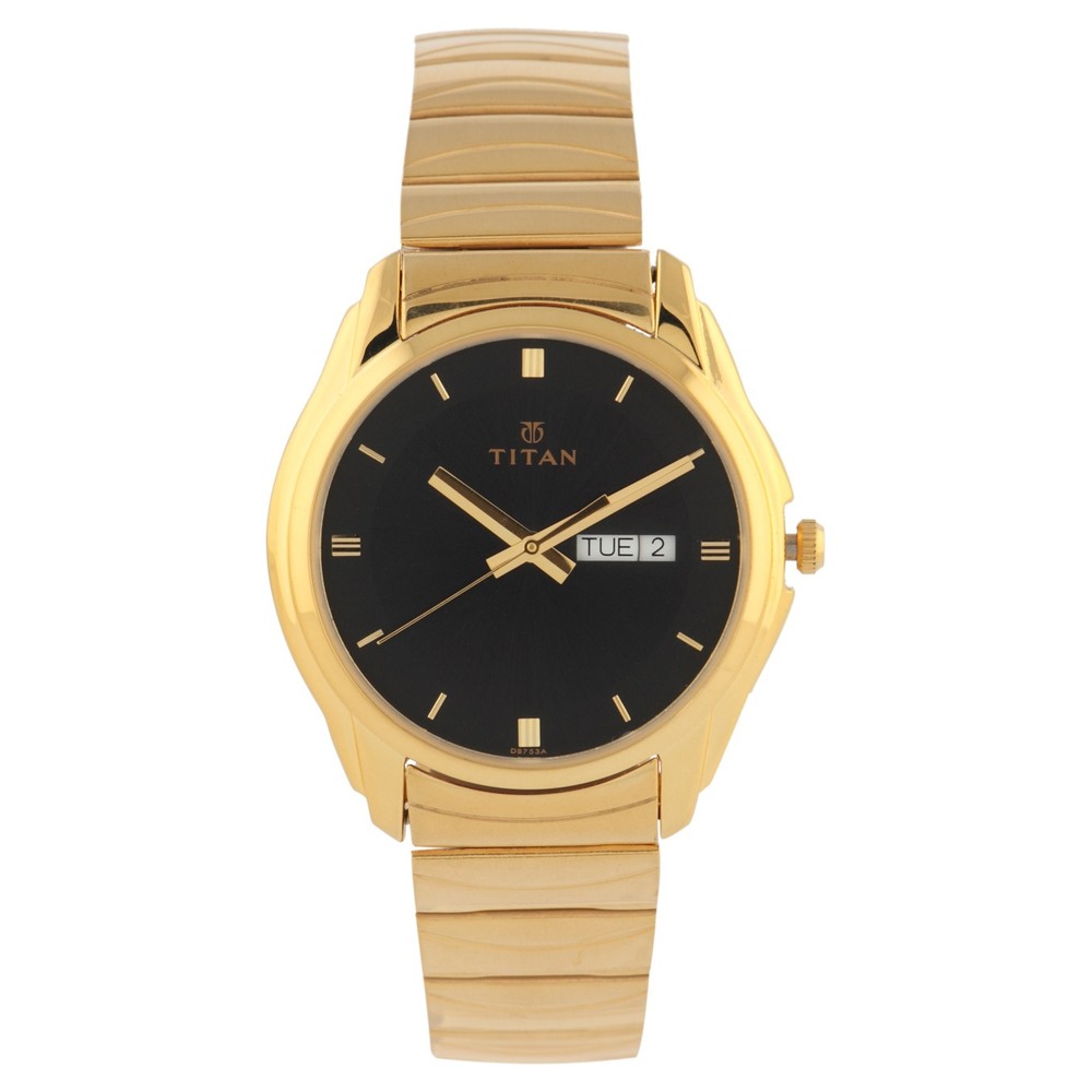 Buy Online Titan Quartz Analog with Day and Date Black Dial Watch for ...
