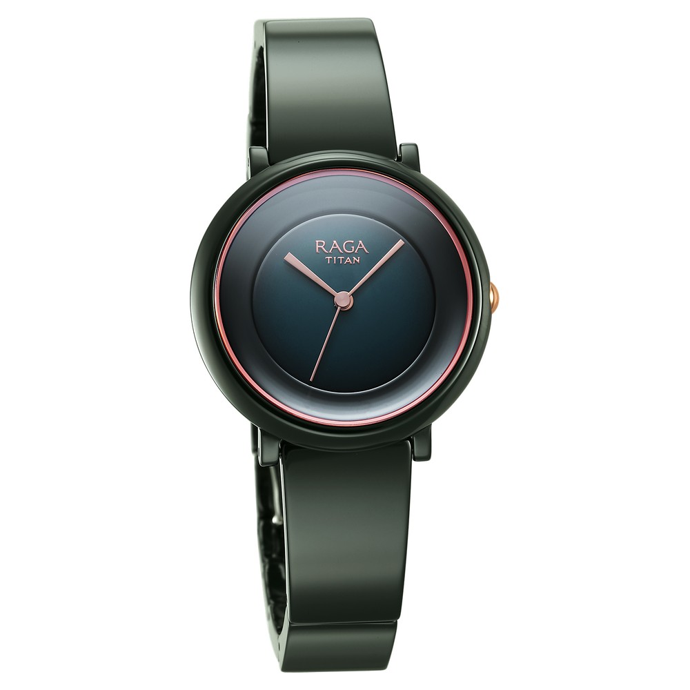 Buy Online Titan Raga Ceramics Blue Dial Ceramic Strap Watch for Women ...