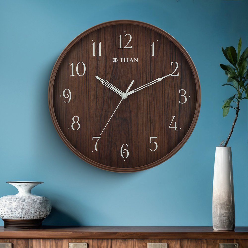 Buy Online Titan Contemporary Wall Clock Quartz Analog Analog Dark ...