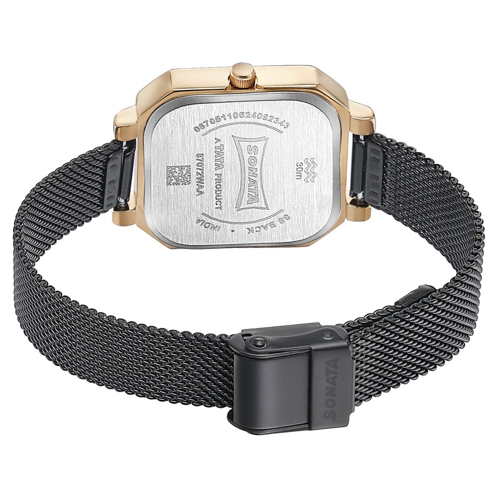 Buy Online Sonata Modern Edit Quartz Analog Black Dial Black Stainless ...