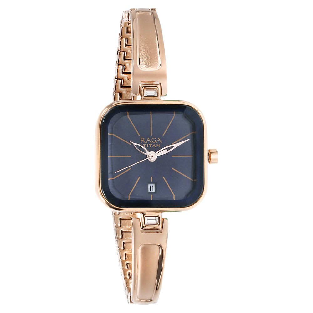 Buy Online Titan Raga Viva Blue Dial Analog Date Metal Strap watch for ...