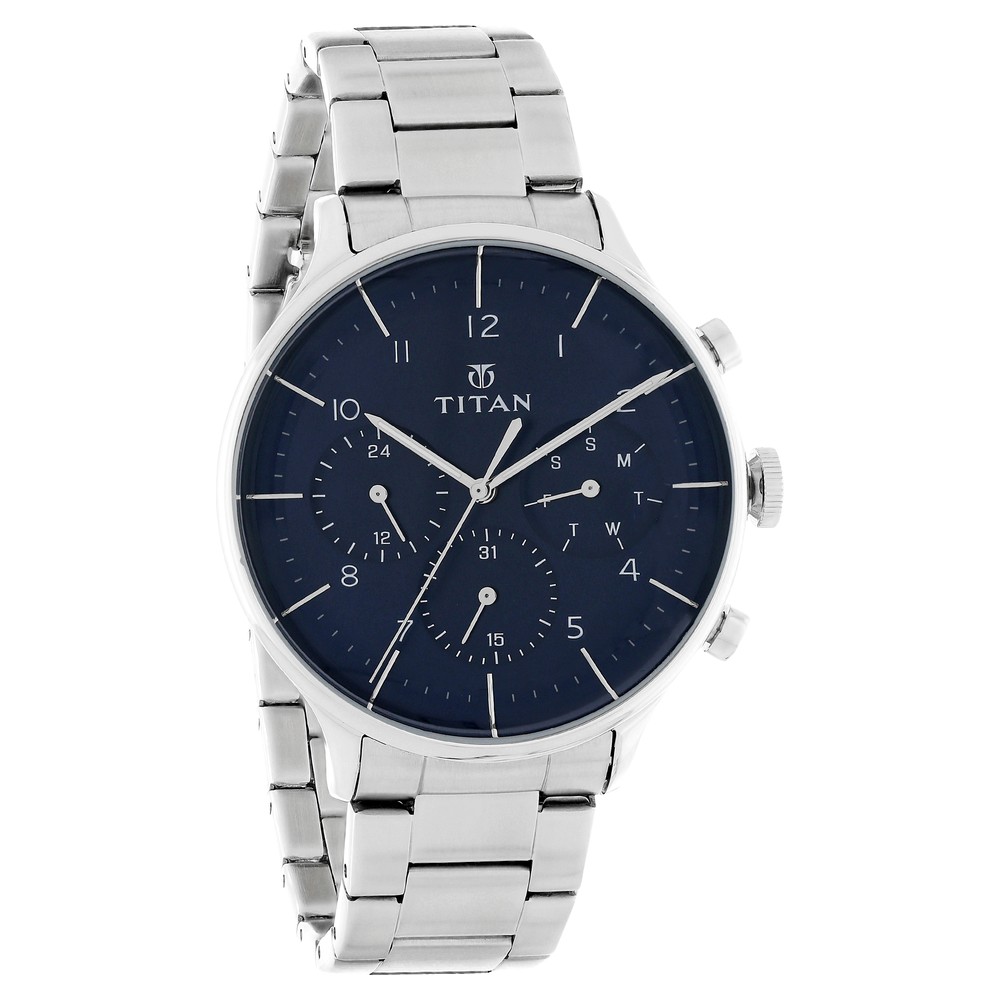 Buy Online Titan Quartz Multifunction Blue Dial Stainless Steel Strap ...