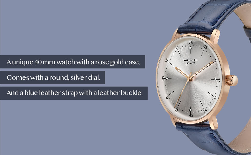 Buy Online Sonata Poze Quartz Analog Silver Dial Leather Strap Watch ...