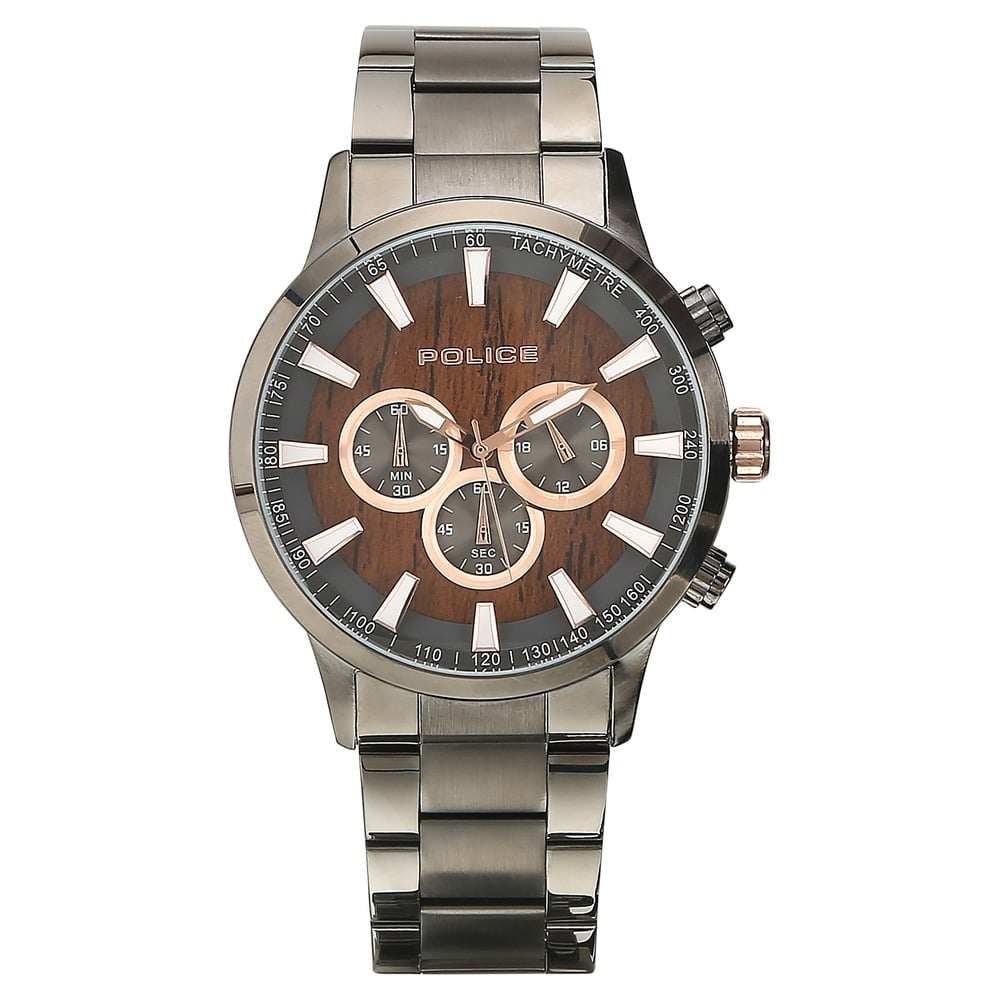 Buy Online Police Quartz Chronograph Brown Dial Metal Strap Watch for ...