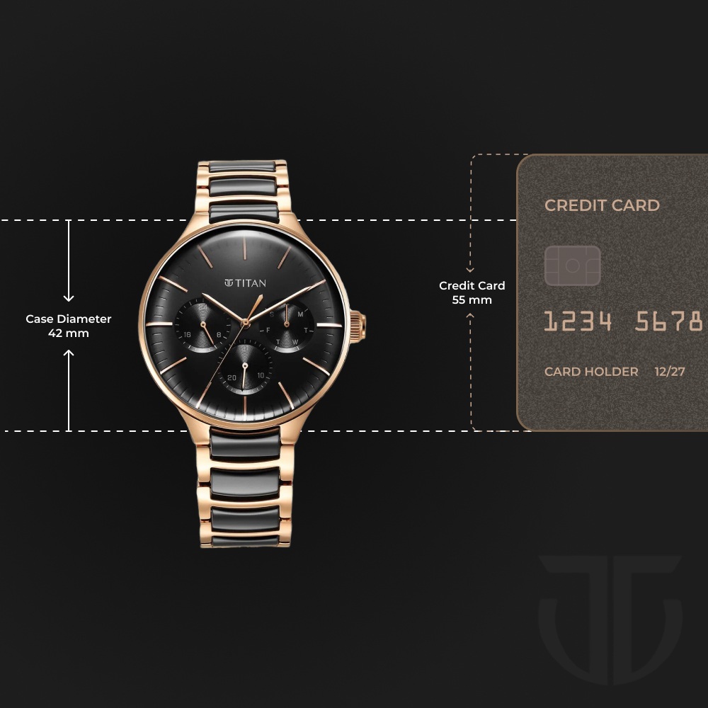 Buy Online Titan Ceramic Fusion Quartz Multifunction Black Dial Rose ...