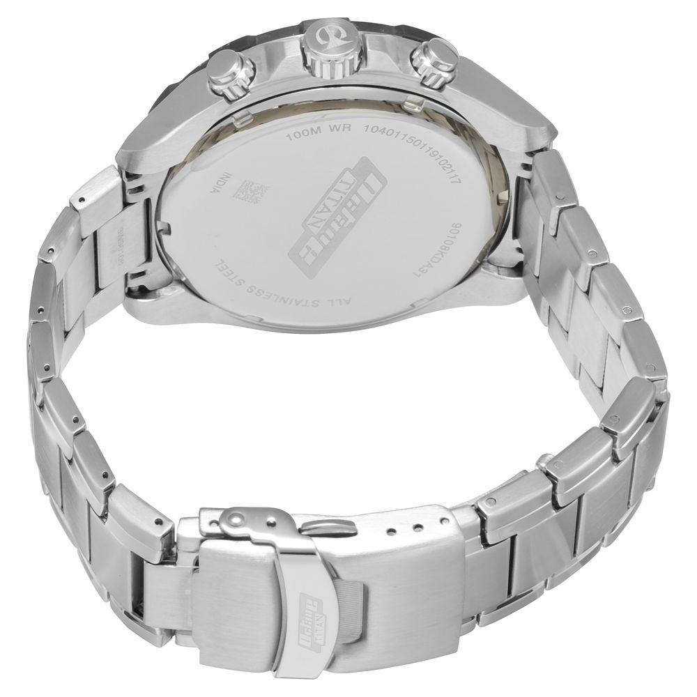 Buy Online Titan Quartz Chronograph Silver Dial Stainless Steel Strap ...