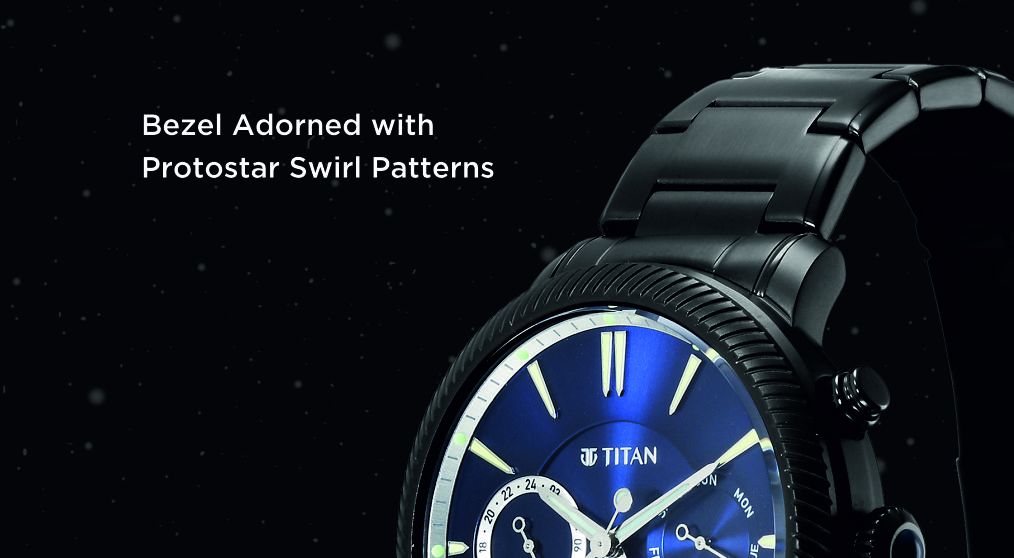 Buy Online Titan Stellar Multifunction Blue Dial Black Stainless Steel ...