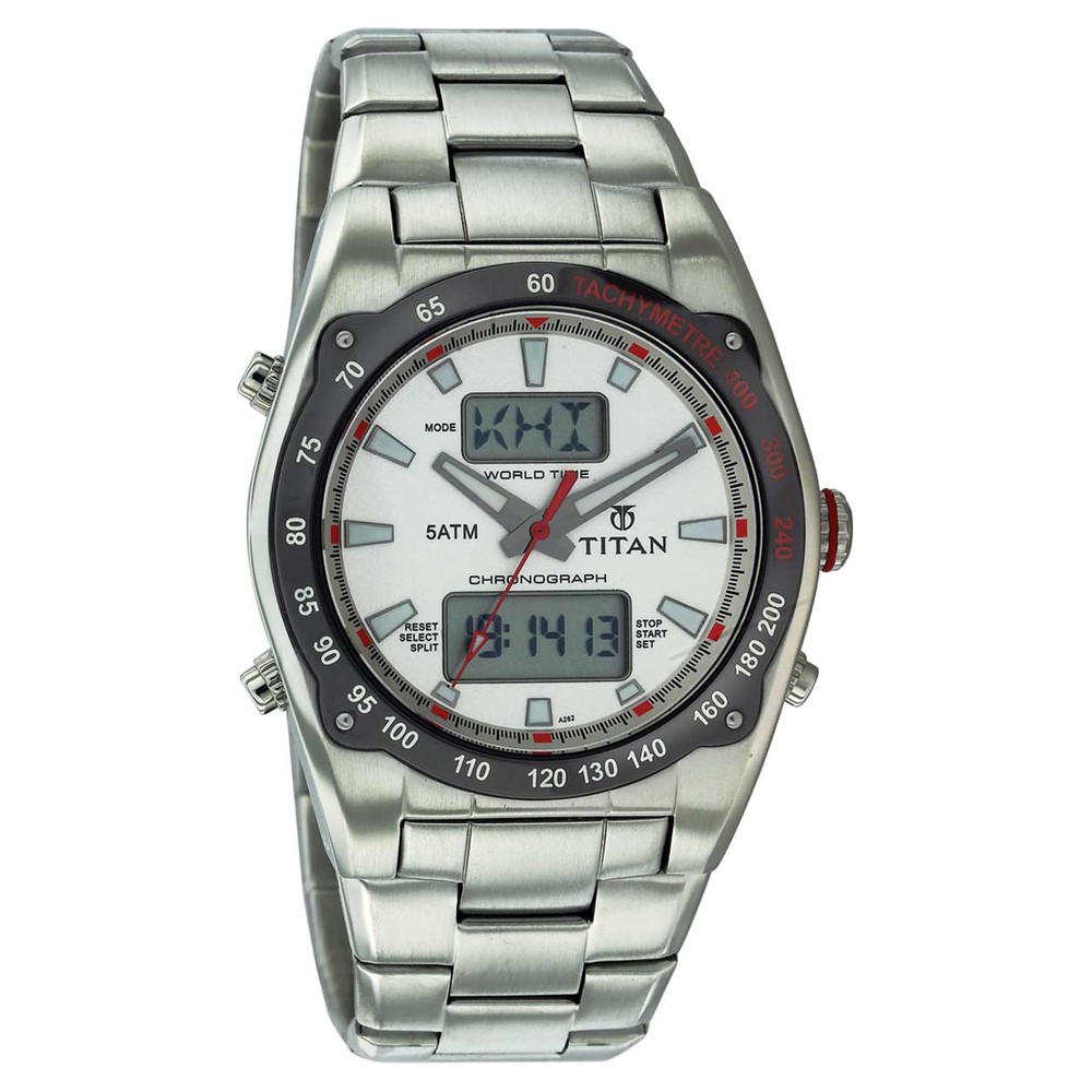 Buy Online Titan Quartz Analog Digital White Dial Watch for Men ...
