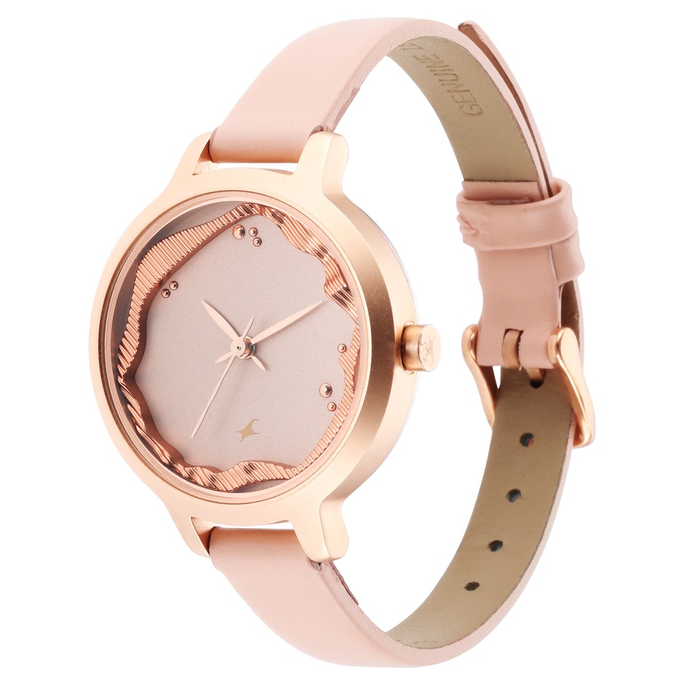 Buy Online Fastrack Uptown Retreat Quartz Analog Pink Dial Leather ...
