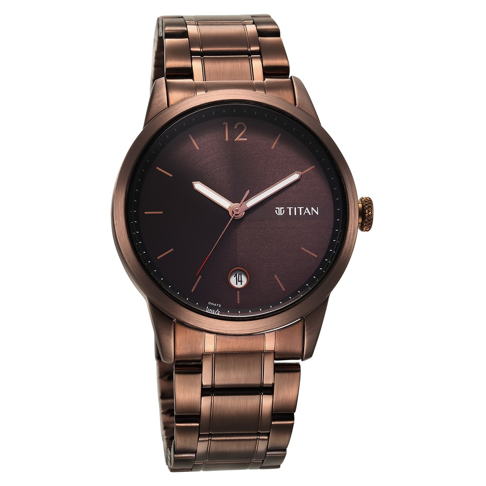 Buy Online Titan Neo Splash Brown Dial Analog with Date Stainless Steel ...