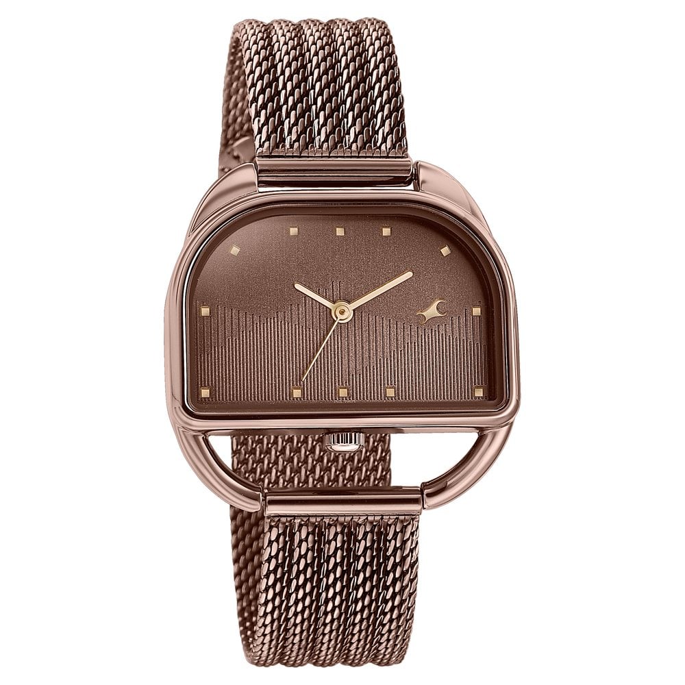 Buy Online Fastrack Style Up Quartz Analog Brown Dial Brown Stainless ...